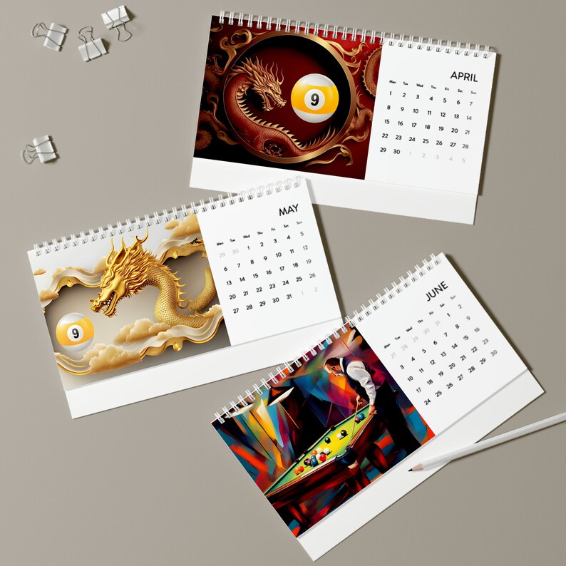 Billiards Desk Calendar 2024 Grid, the 2024 Billiards Calendar, Office ...