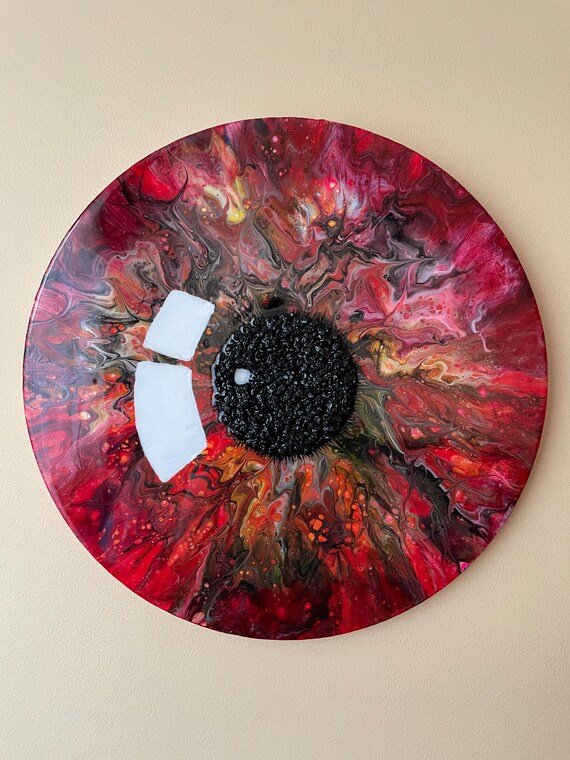 Acrylic Painted Red Eye 40cm Round Acrylic Pour Painting on - Etsy