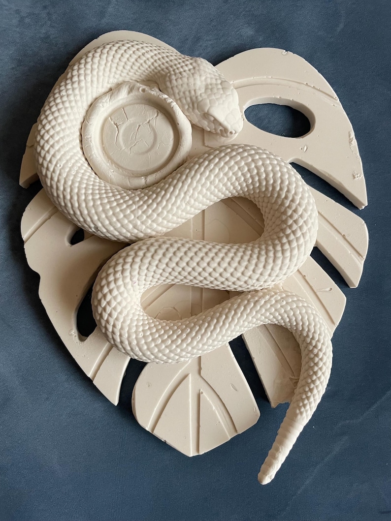 Wildlife Snake Tealight Candle Holder on Leaf Tray, Concrete Animal ...
