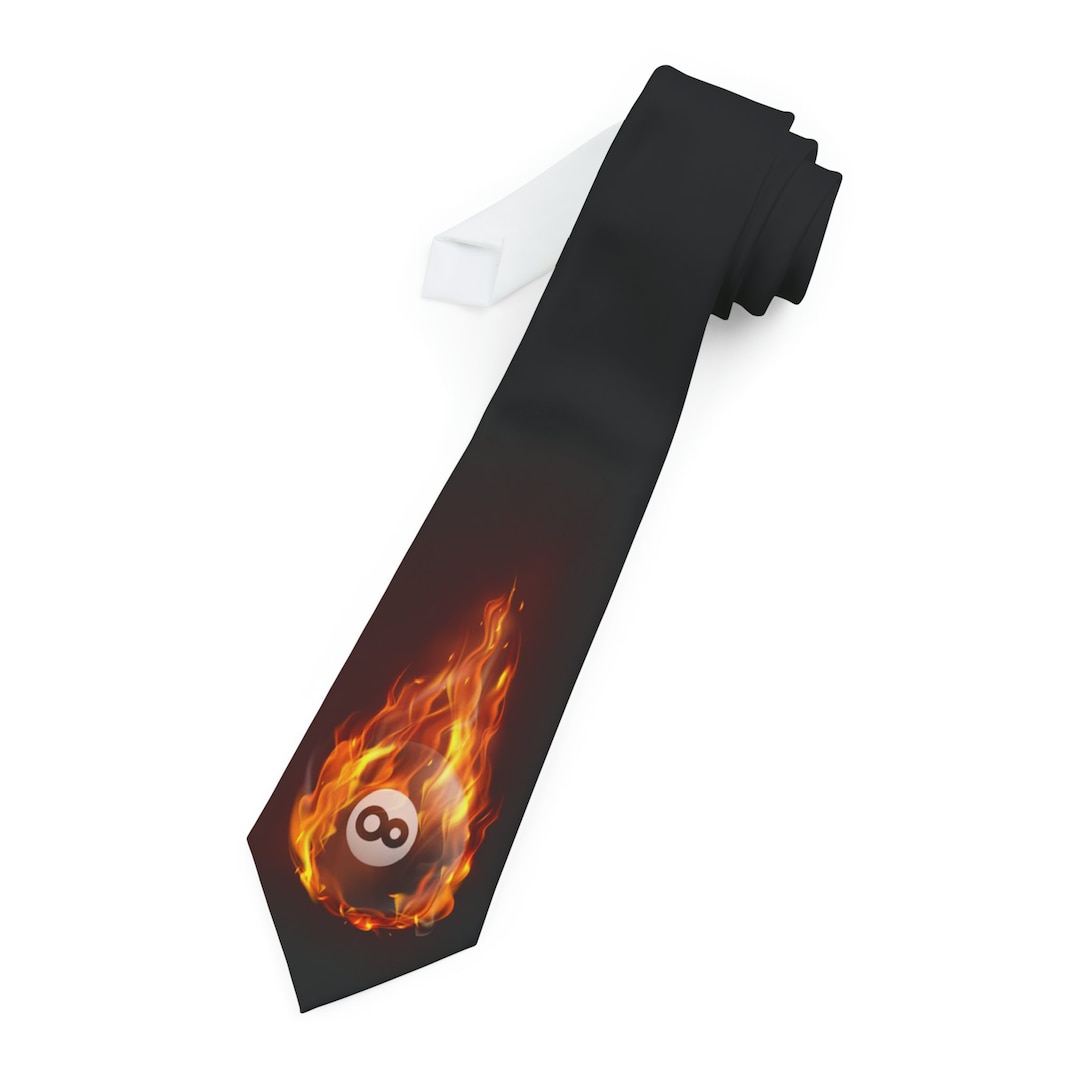 Fire Ball, Pool Tie, Billiard Men's Necktie, Cue Ball Sports, Tie Fun ...