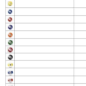 Printable Straight Pool Score Sheet, Doc, Pdf Format, Billiard, Pool 14 ...