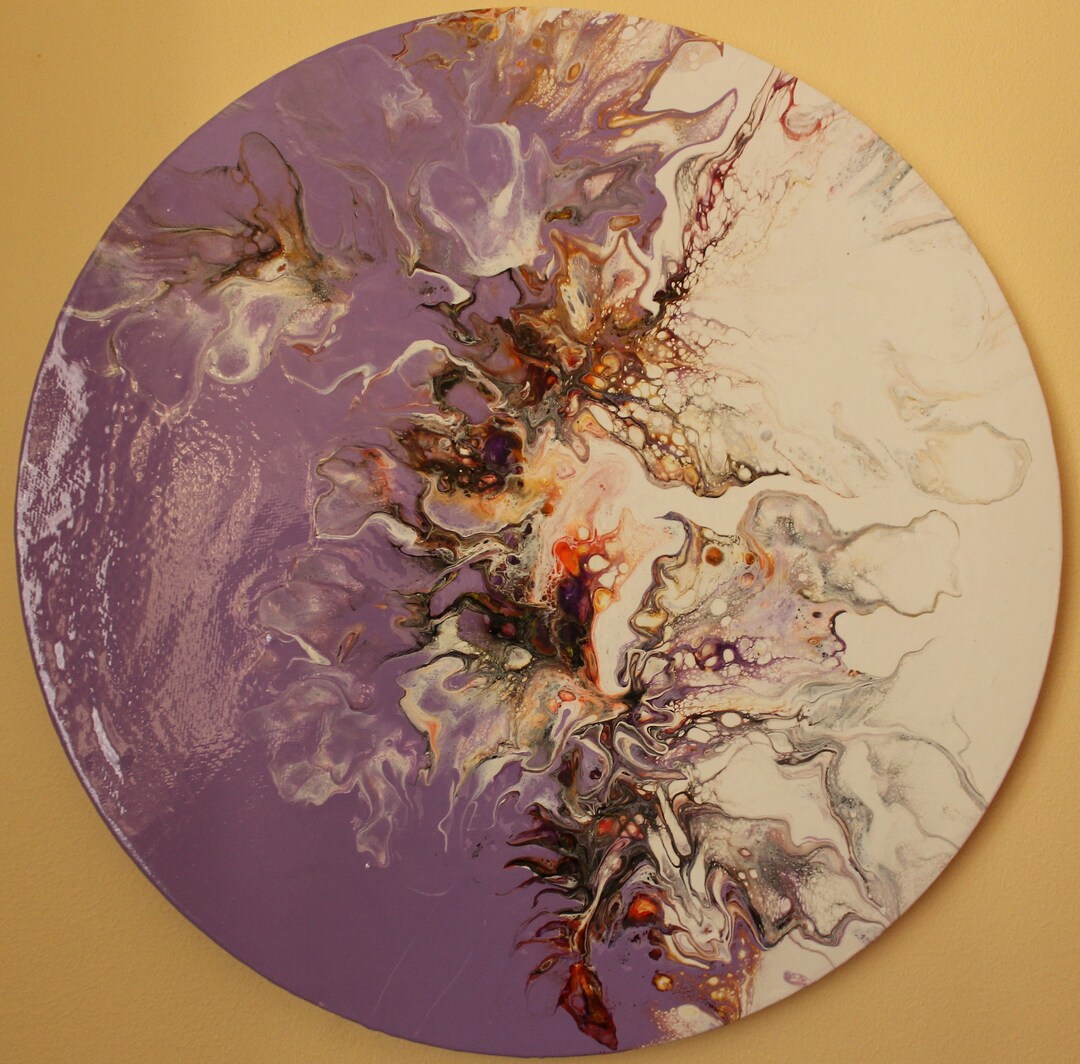 Acrylic Painting on Round Canvas, Abstract Painting, Wall Hanging, Home ...