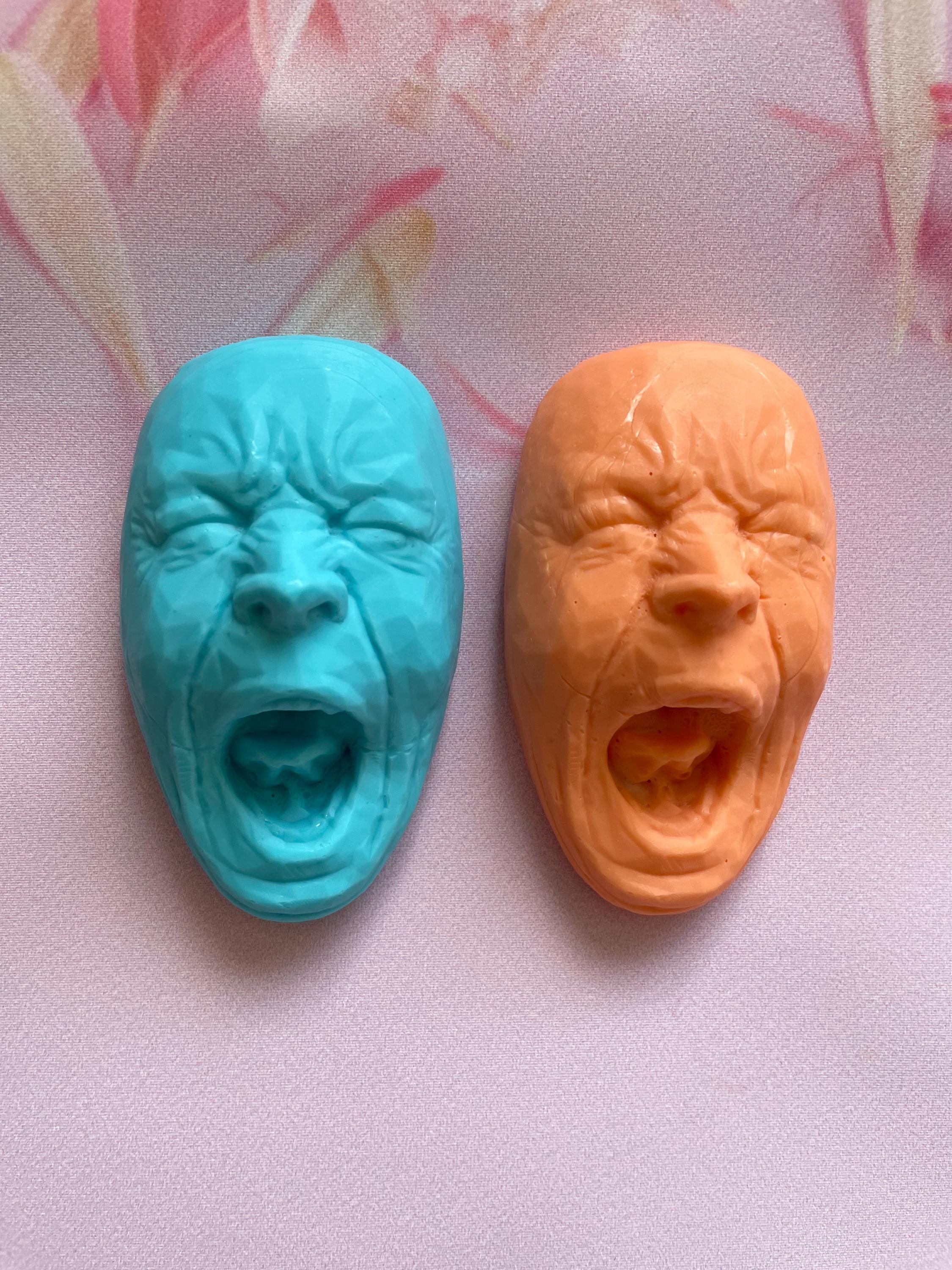 Screaming Human Face Silicone Mold, Head, Body Part, Miniature Face ...