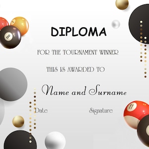 Printable Certificate of Participation in Billiard Tournament ...