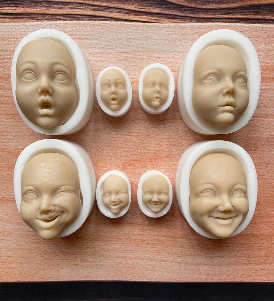 Silicone Mold Doll Face, Set of 4 Heads, Dolls Heads, Doll Parts, Baby ...
