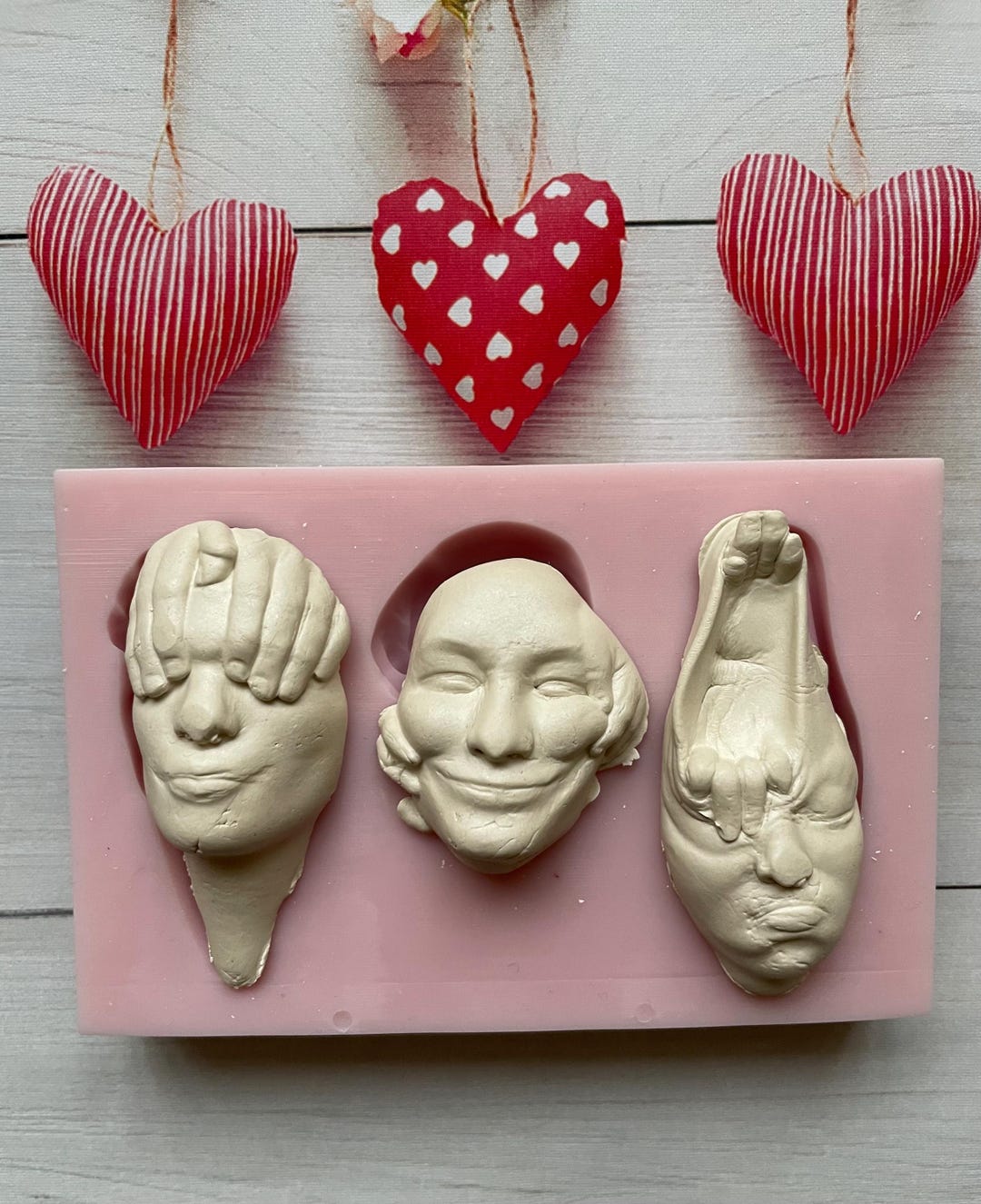 Human Face Silicone Mold, Set of 3 Heads, Heads, Faces, Body Parts ...