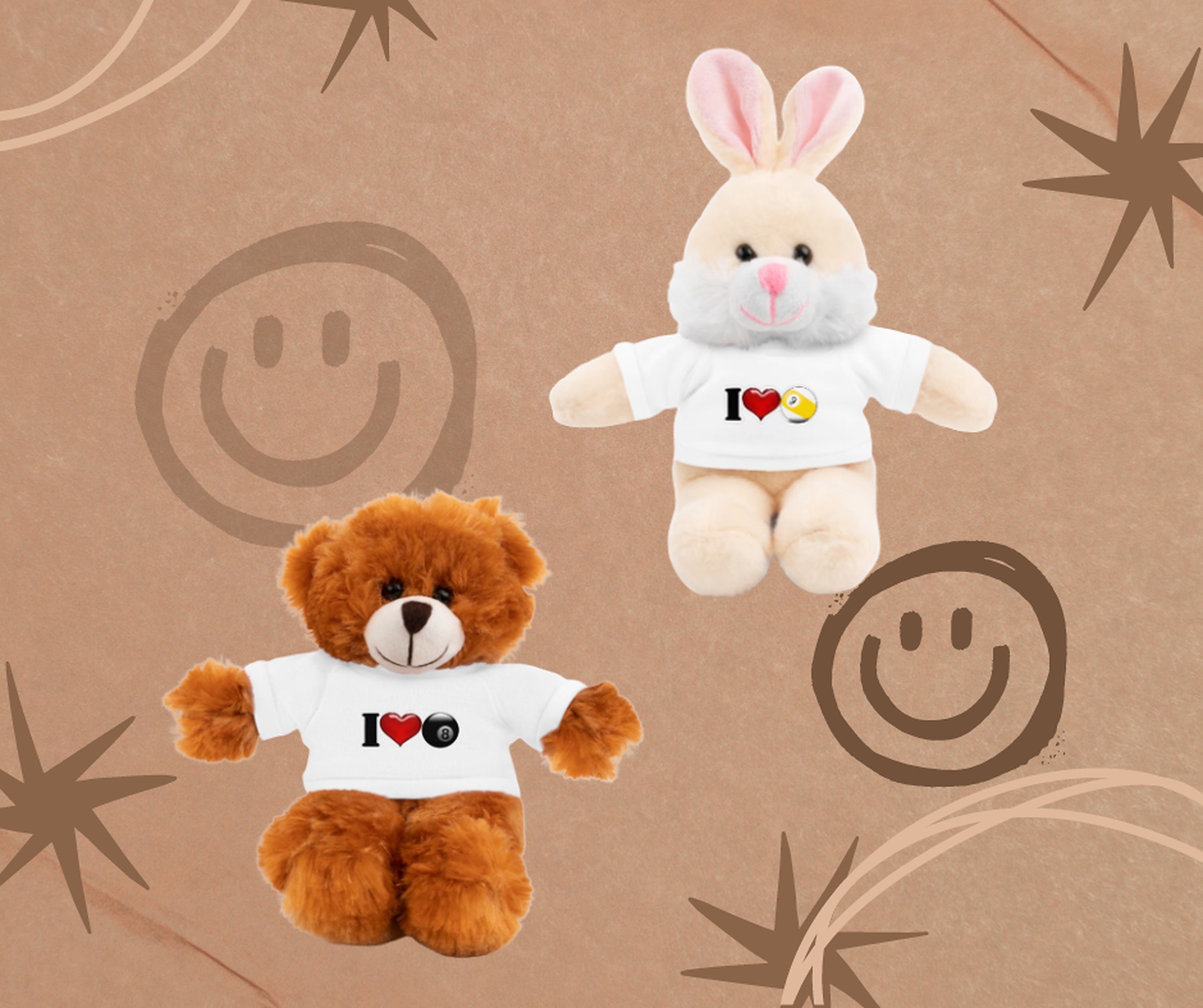 Playful Pool Pals, Billiard Stuffed Animal Collection, I Love Pool 8 T ...