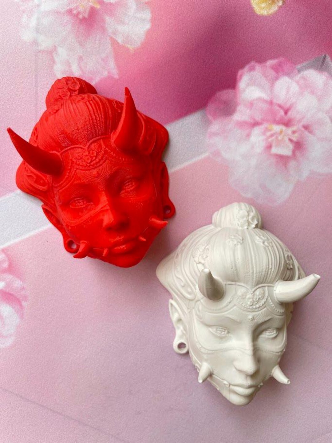 Fantasy Oni Girl Silicone Mold, Demon Girl Face Mold for Resin Casting ...