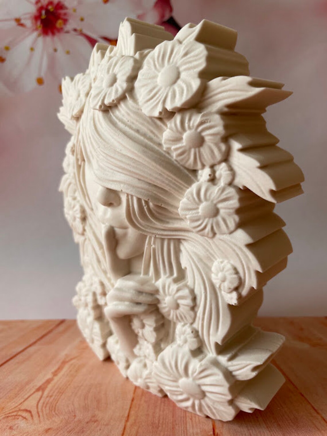 Ready to Paint Female Bust Statue, Flower Woman, Lady, Raw Materials ...