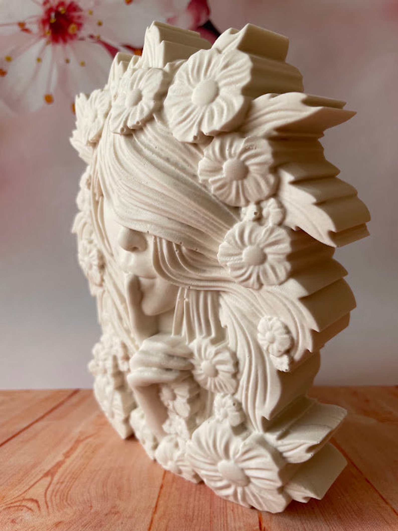 Ready to Paint Female Bust Statue, Flower Woman, Lady, Raw Materials ...