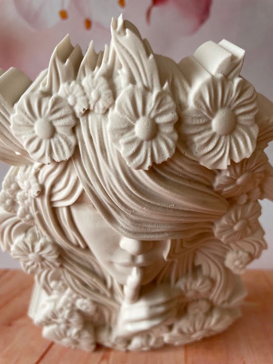 Ready to Paint Female Bust Statue, Flower Woman, Lady, Raw Materials ...