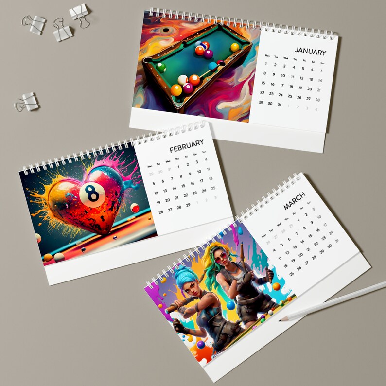 Billiards Desk Calendar 2024 Grid, the 2024 Billiards Calendar, Office ...