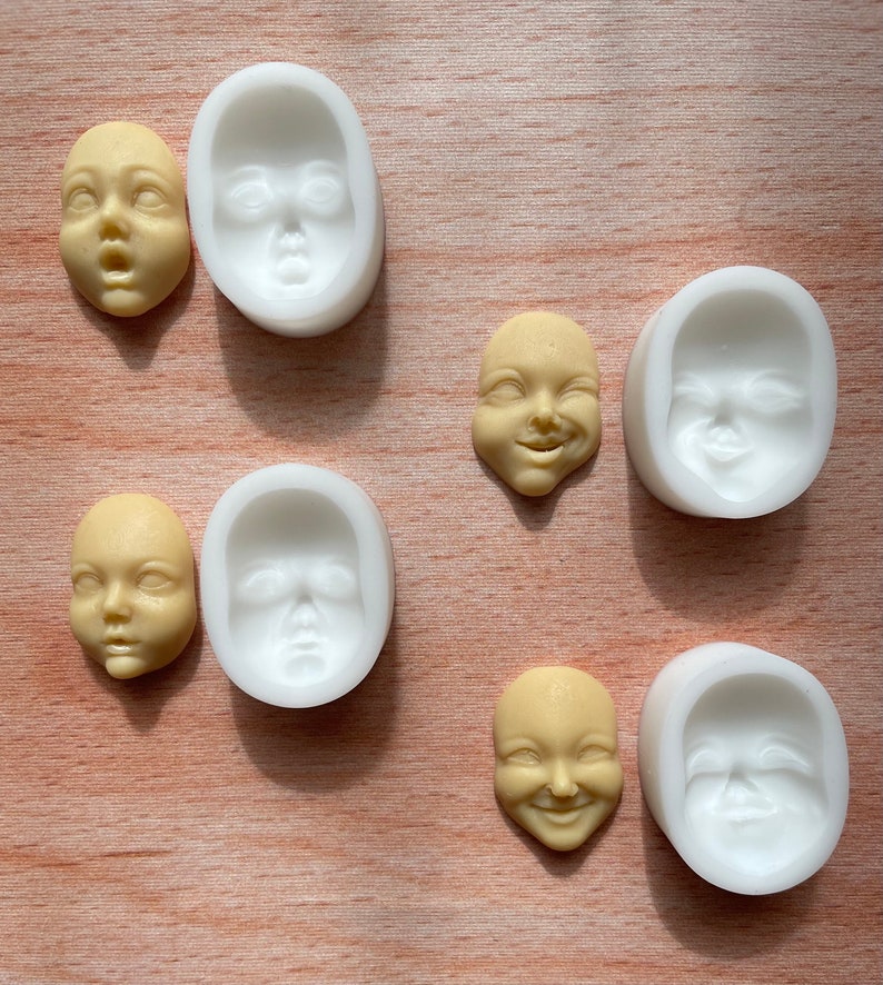 Silicone Mold Doll Face, Set of 4 Heads, Dolls Heads, Doll Parts, Baby ...