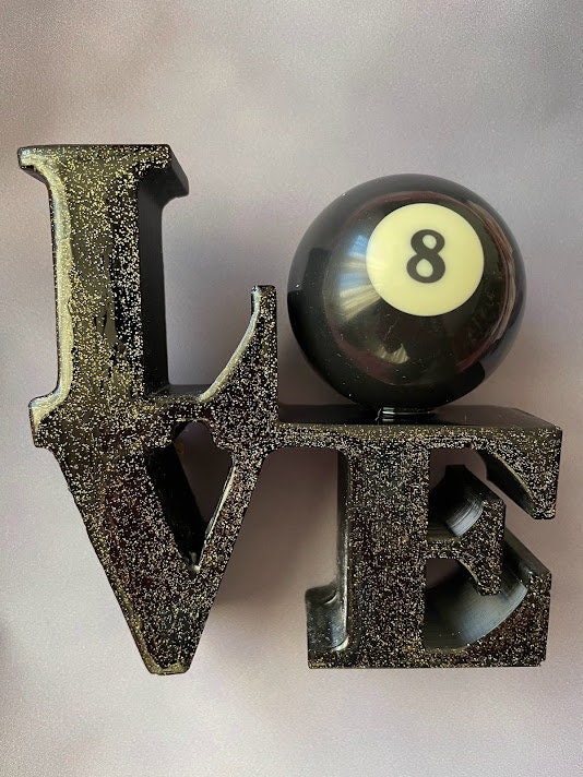 Billiard Resin Statue, LOVE Pool, Minimalist Art Decorative Ornaments ...