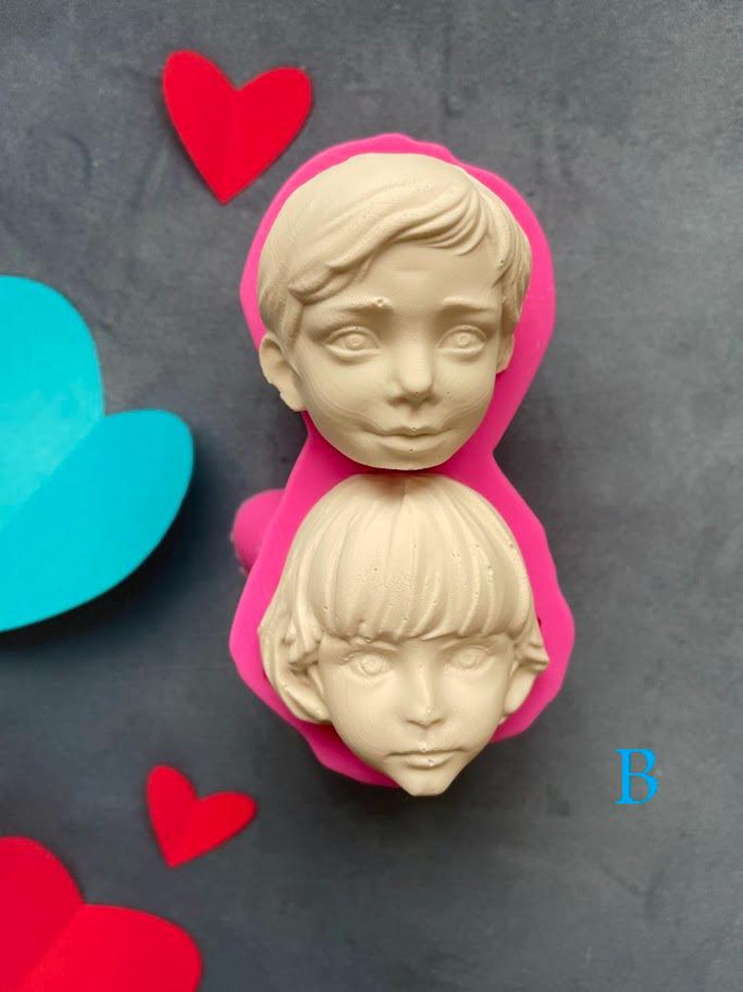Doll Face Silicone Mold, 2 Sets of Heads, Dolls Heads, Girl and Boy ...