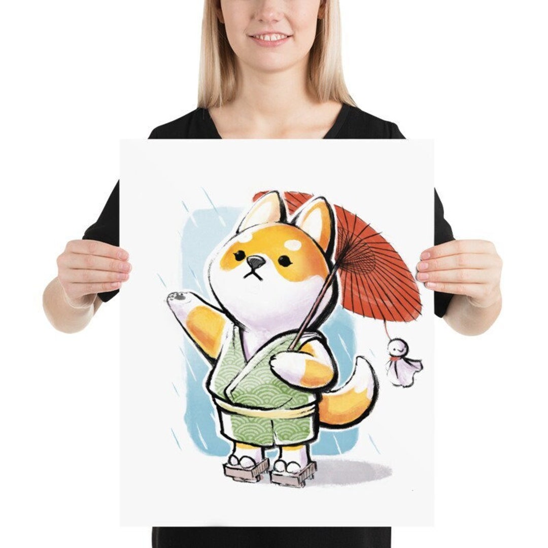 Shiba Inu Art Arint - Kawaii Japan Poster - Hachiko - Good Boy - Manga ...