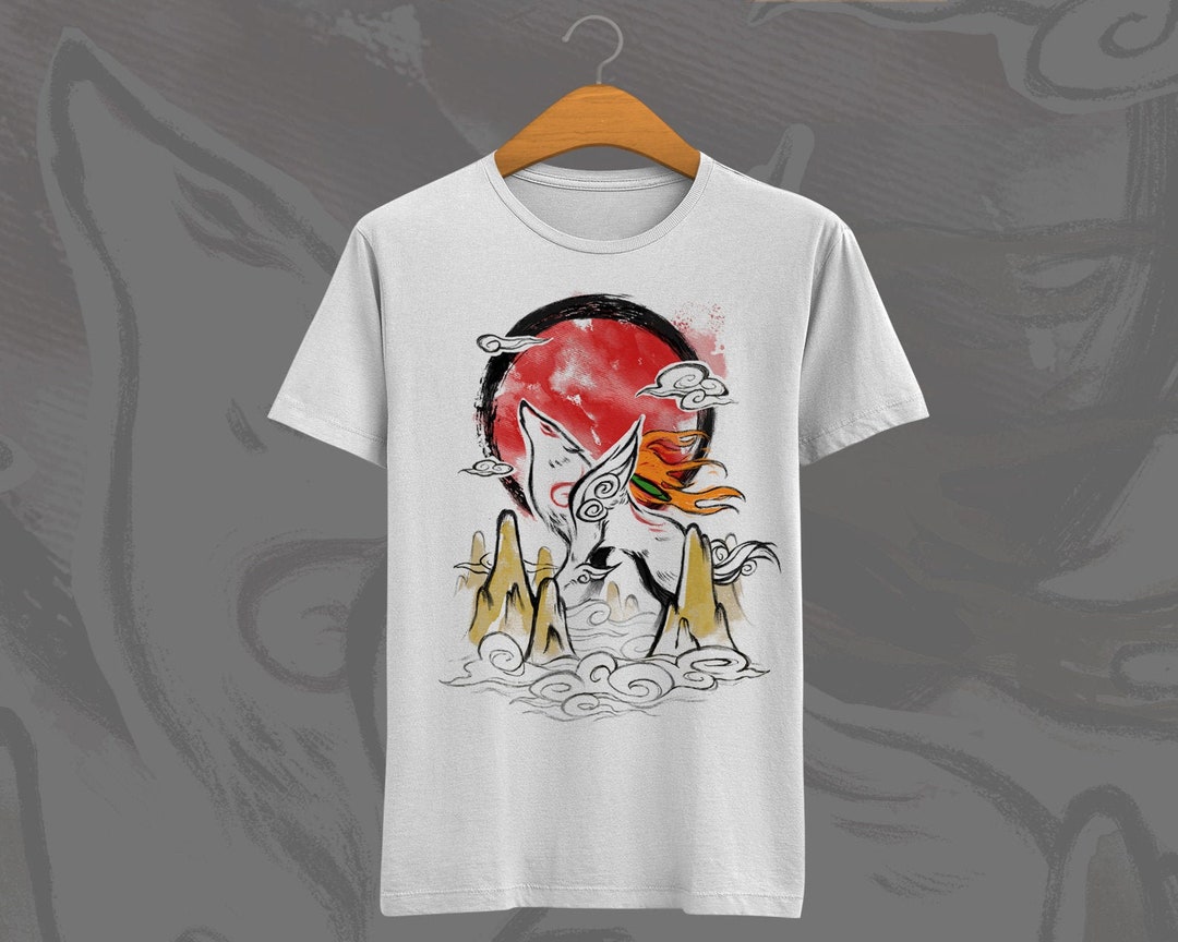 Okami T-shirt - Amaterasu Tee - Traditional Japanese Ink - Japan Rising ...