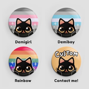 Pride Cat Flags Button Pin - LGBTQ Custom - Trans - Gay - Lesbian ...