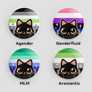 Pride Cat Flags Button Pin - LGBTQ Custom - Trans - Gay - Lesbian ...