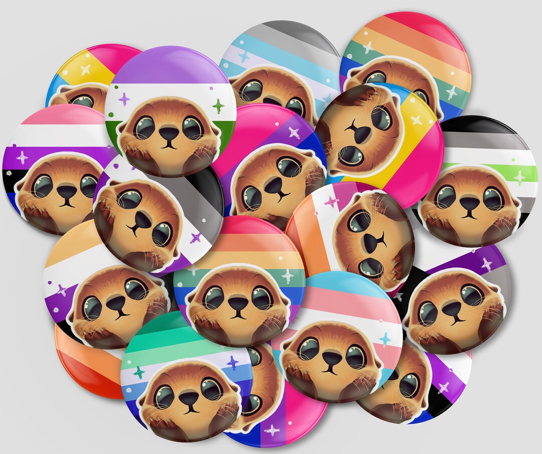 Pride Otter Flags Button Pin - LGBTQ Custom - Trans - Gay - Lesbian ...