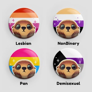 Pride Otter Flags Button Pin - LGBTQ Custom - Trans - Gay - Lesbian ...