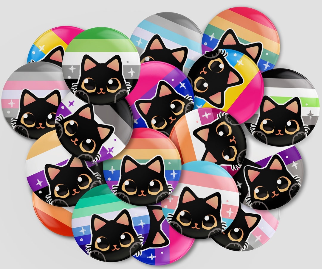 Pride Cat Flags Button Pin - LGBTQ Custom - Trans - Gay - Lesbian ...