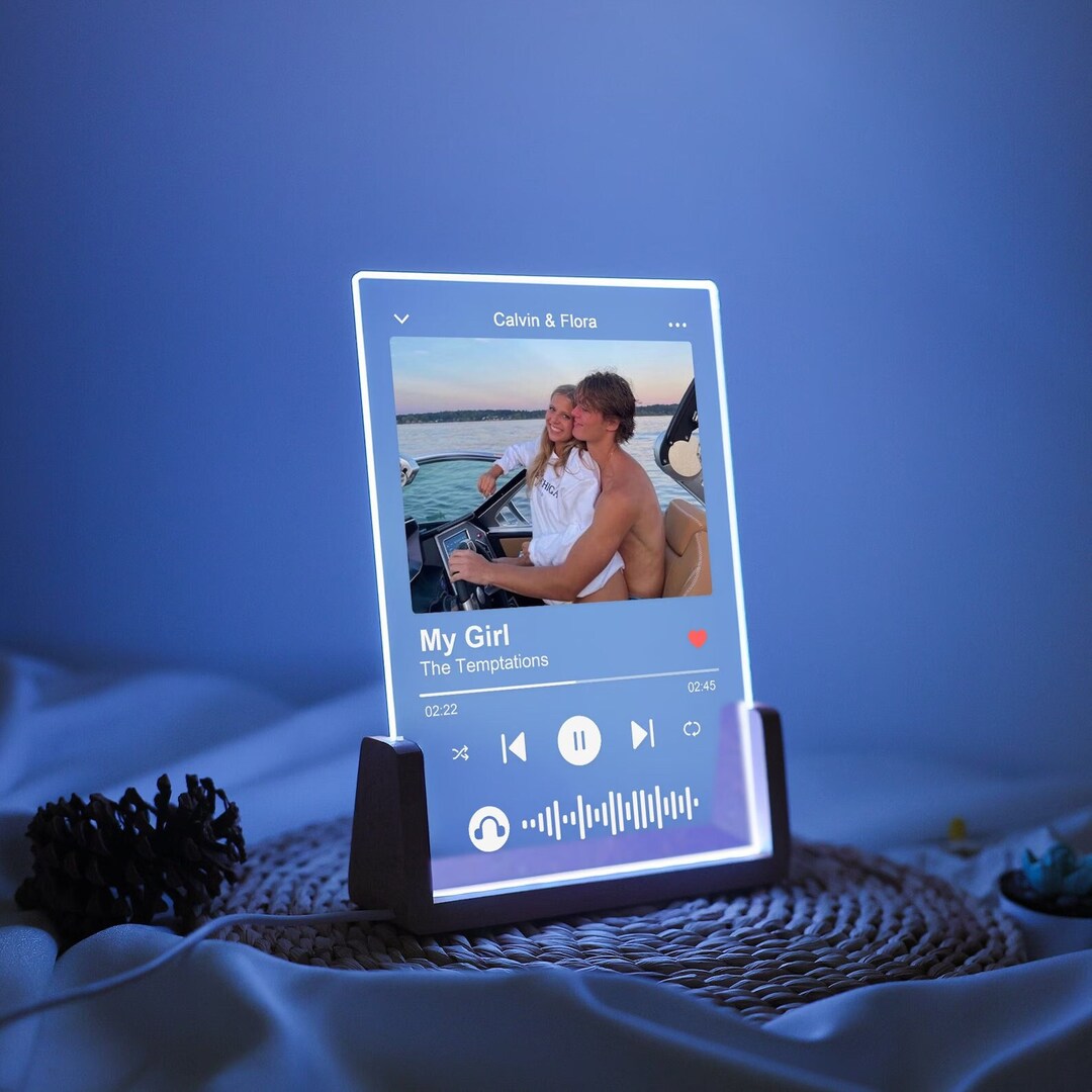 Personalized Photo Night Light Plaque, Custom Couple Song Music Plaque ...