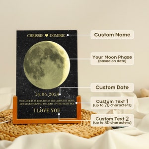 Personalized Moon Lamp, Custom Night Light Moon Phase, LED Acrylic ...