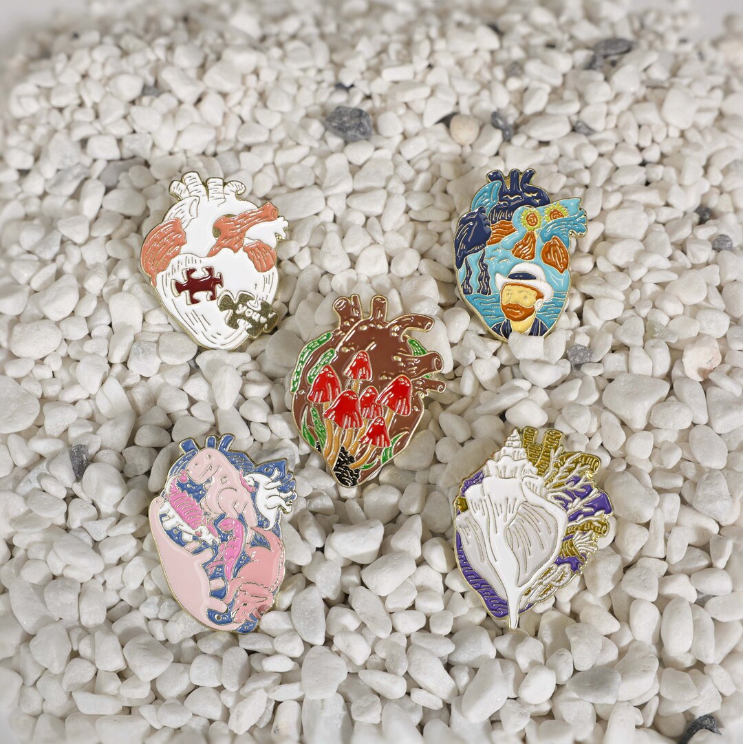 Oil Painting Art Heart Enamel Pin Funny Pins Enamel Lapel Pins Enamel ...