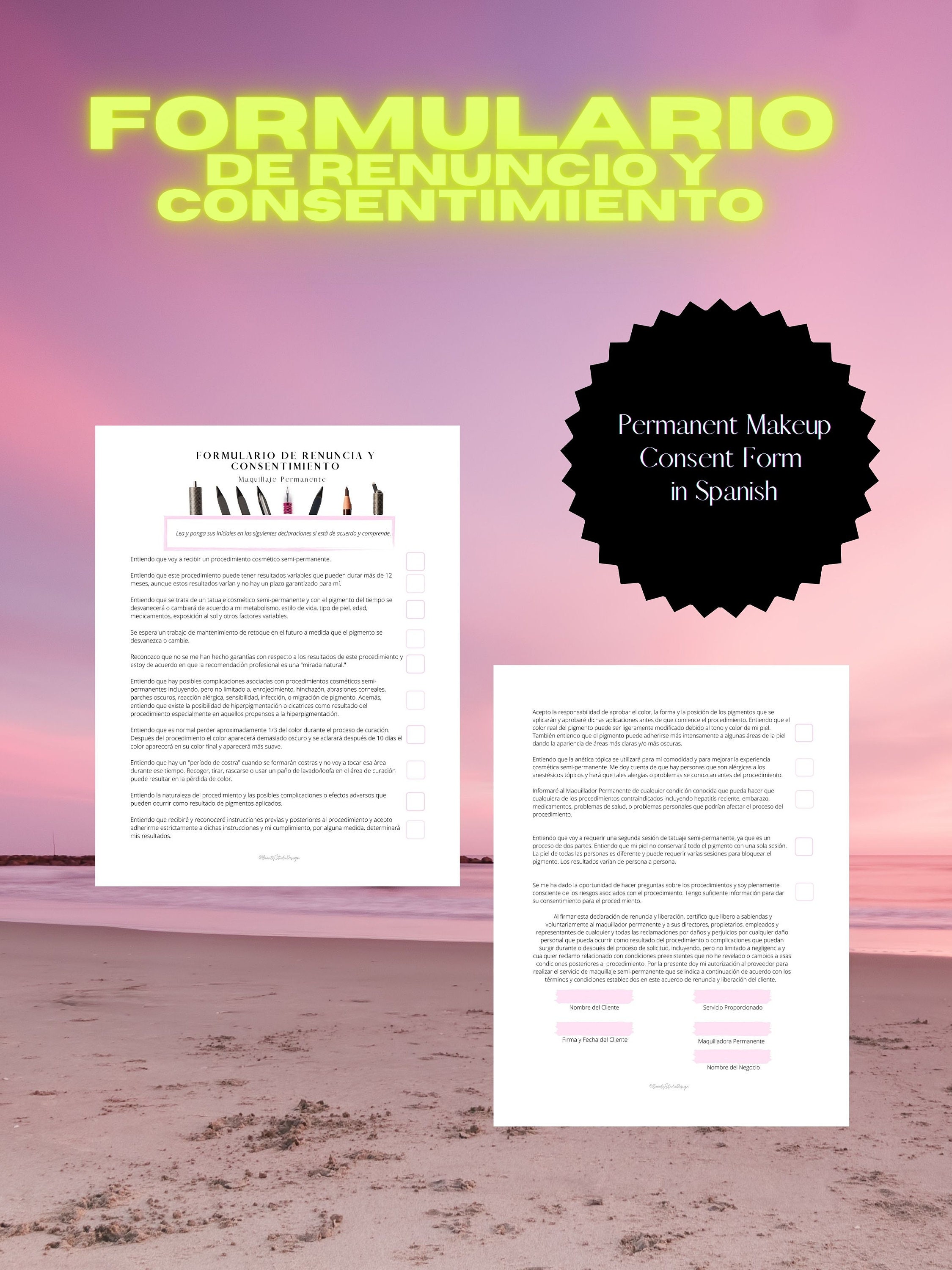 SPANISH Permanent Makeup Consent Forms In - Etsy
