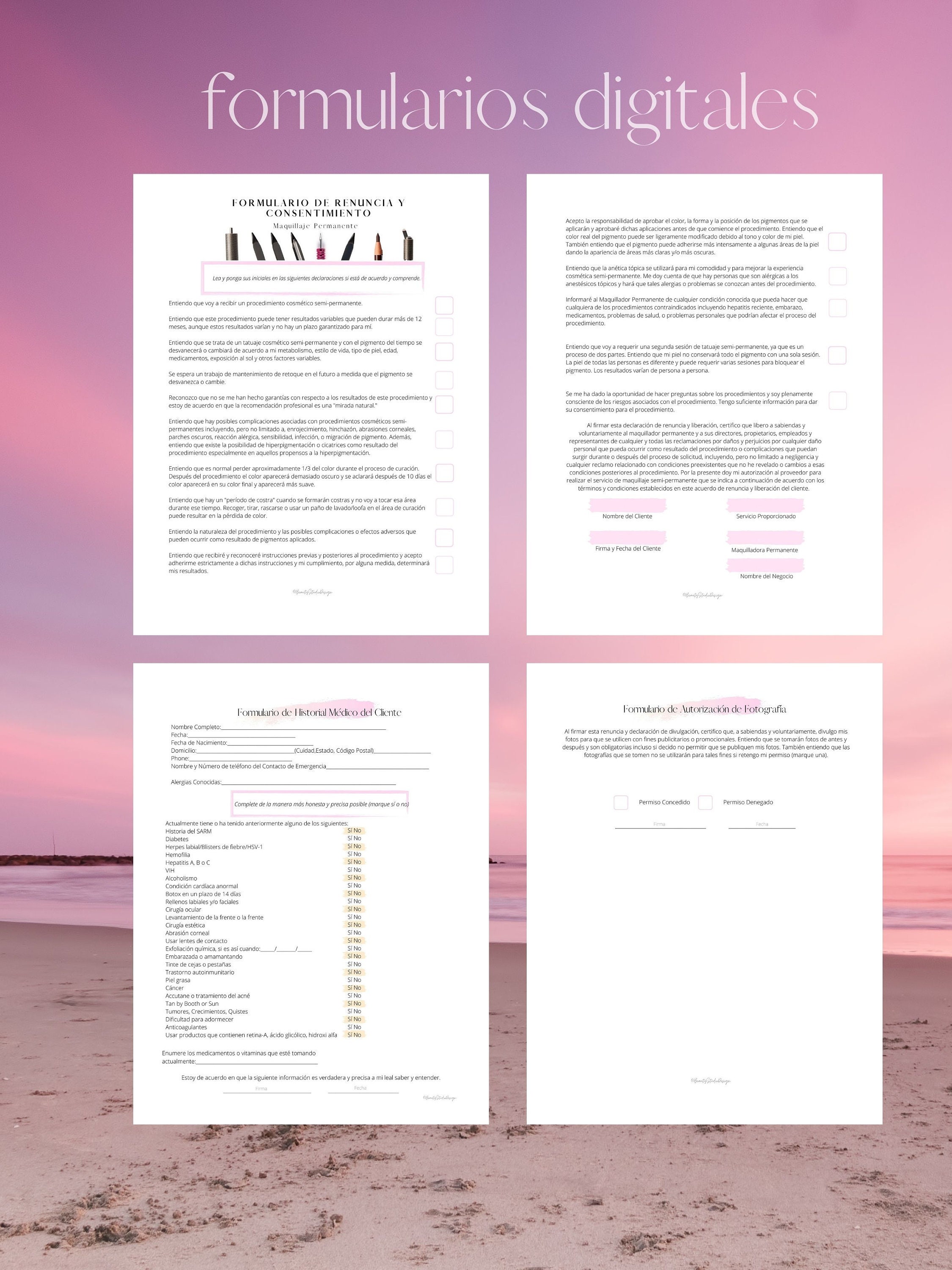 SPANISH Permanent Makeup Consent Forms In - Etsy