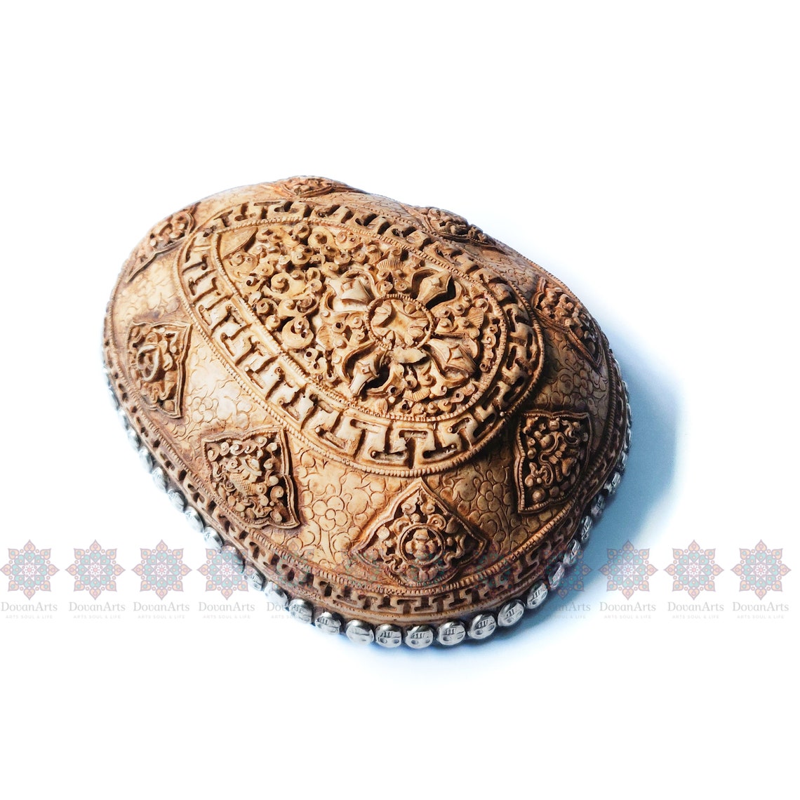 Intricate Astamangala Smudging Kapala for Altar Resin Lined | Etsy