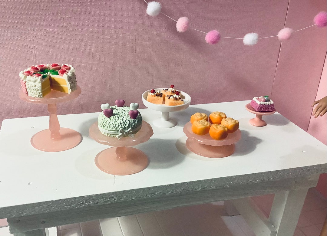 Miniature PINK Cake Stand - 1/6 , 1/12 Kitchen, Party, Bakery - Barbie ...
