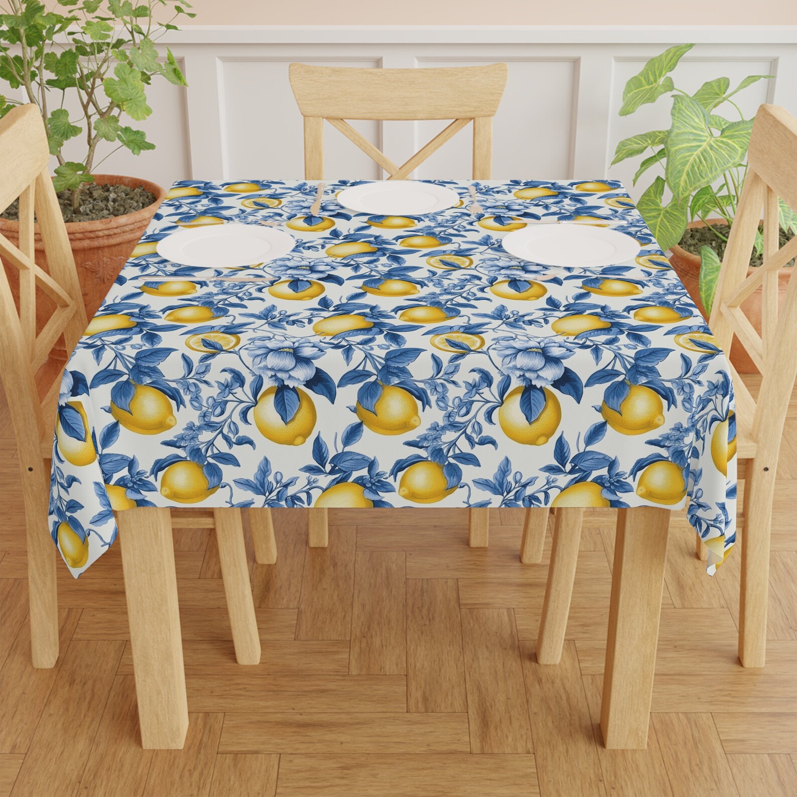 Italian Lemon Floral Tablecloth, Lemon Chinoiserie Tablecloth, Lemon ...