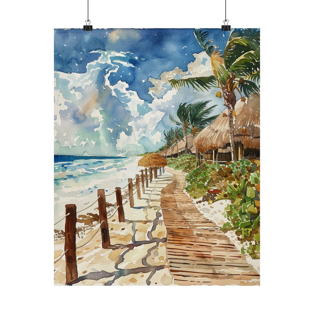 Mayan Riviera Painting, Tulum Art Print, Beach Watercolor Print ...