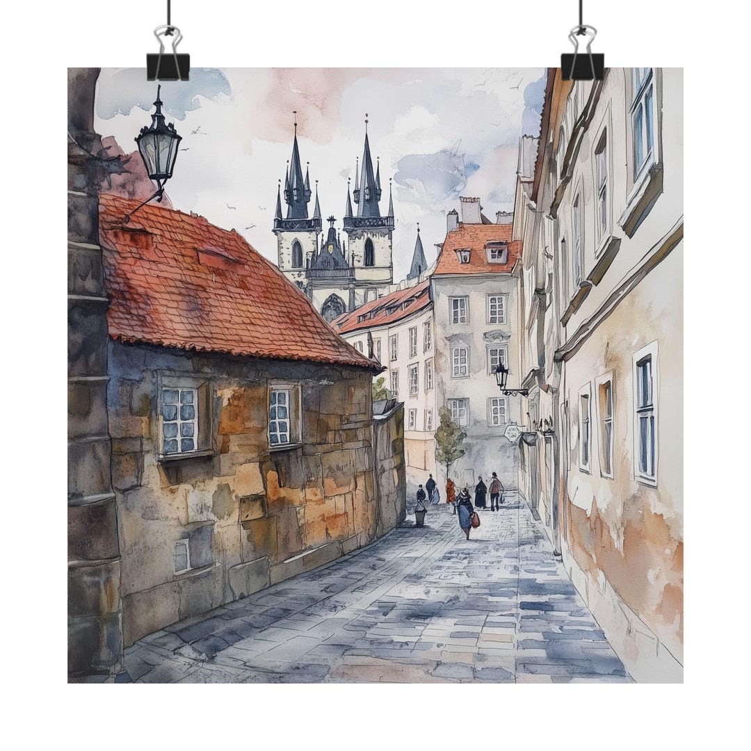 Prague Painting, Czechia Art Print, City of a Hundred Spires ...