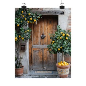 Mediterranean Lemon Tree Wall Art, Rustic Italian Door, Lemons Print ...