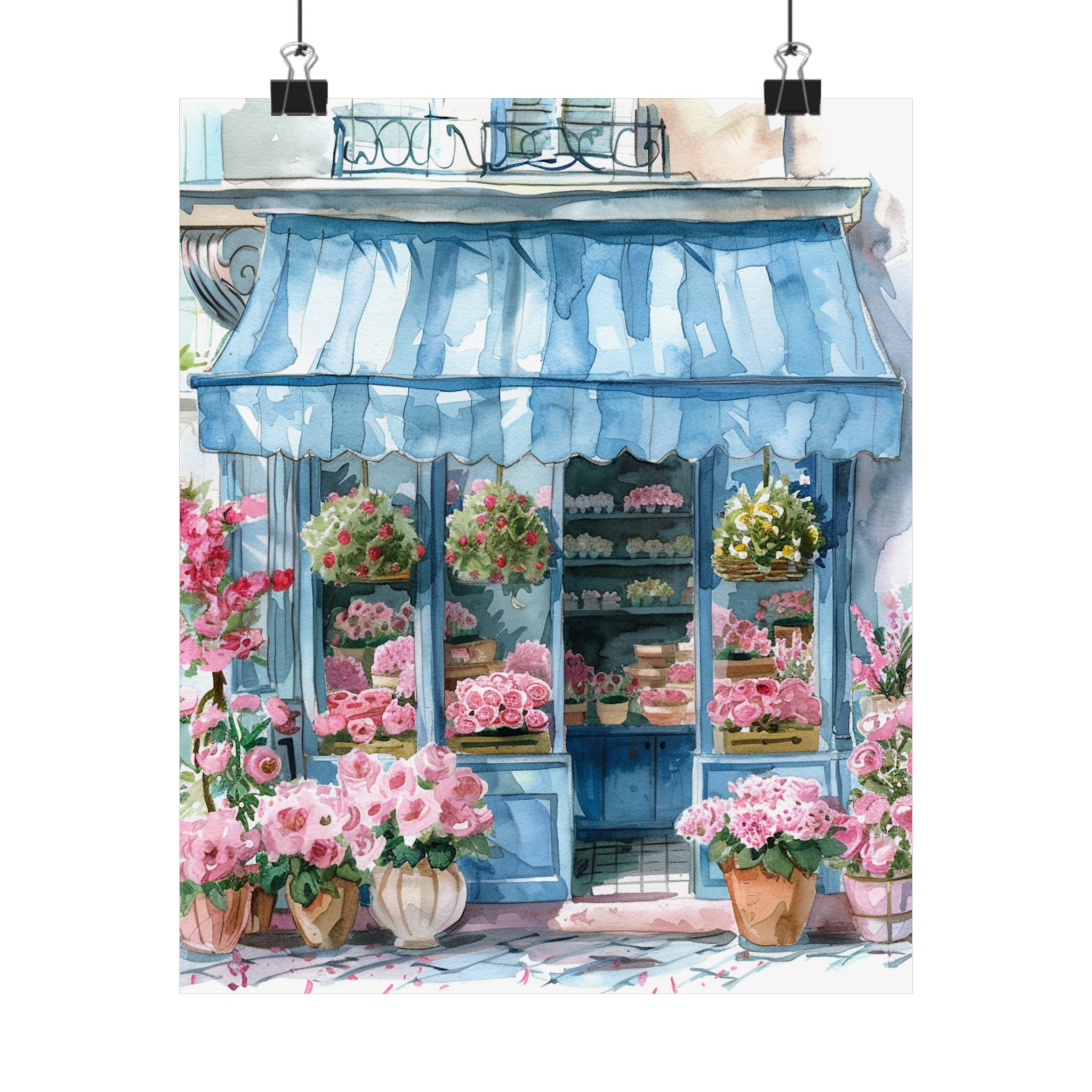 Paris Art, French Flower Shop Print, Watercolor Painting, Parisian ...