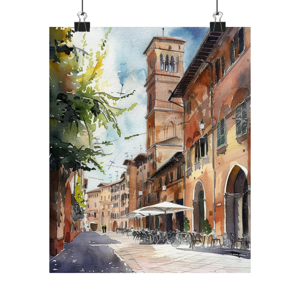 Bologna Streetscape Watercolor Print, Italy Painting, Colonial ...
