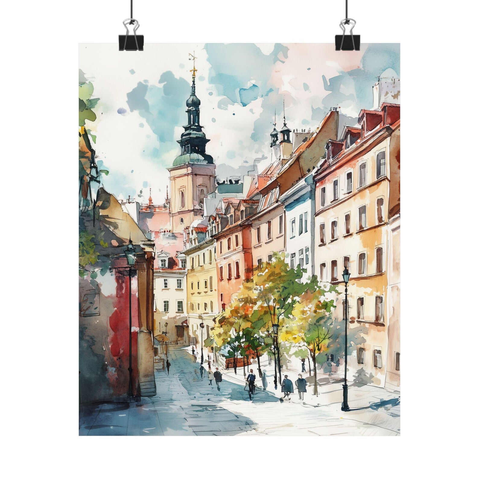 Warsaw Print, Poland Wall Art, European Cityscape Watercolor Painting ...