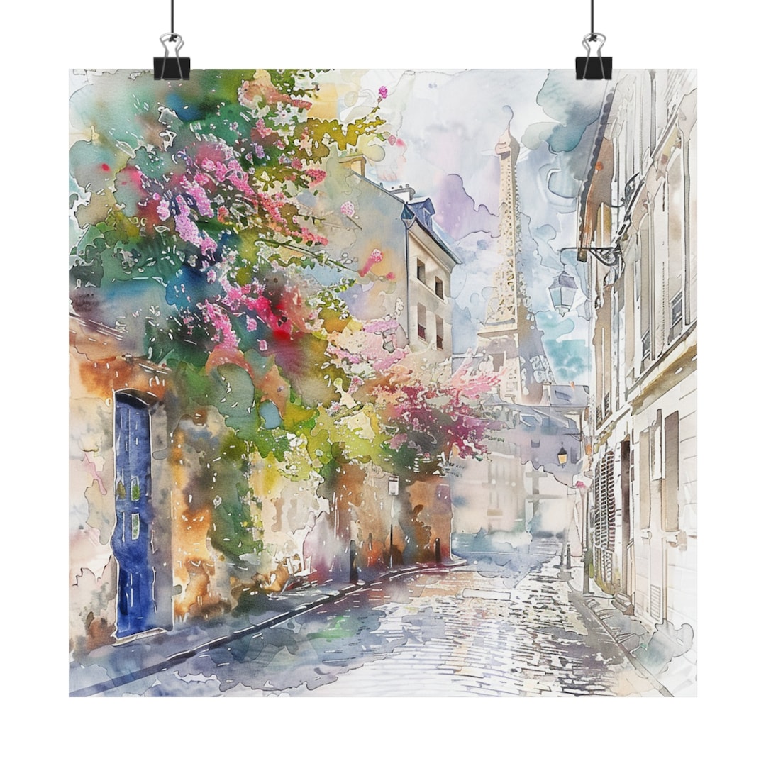 Eiffel Tower Painting Paris Streetscape Watercolor Art Print, France ...
