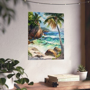 Seychelles Painting, Indian Ocean Beach Art Print, Island Wall Art ...