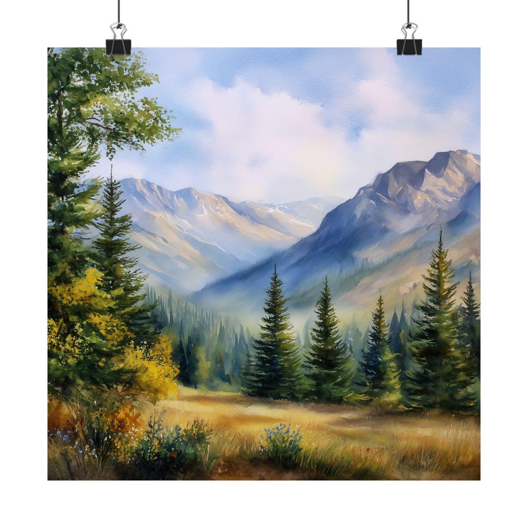 Denver Watercolor Painting, Colorado Art, Mountainscape Print, Scenic ...