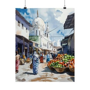 Ethiopia Art Print, Ethiopia Wall Art, Harar Cityscape Watercolor ...