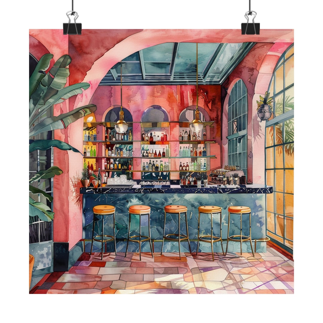 Retro Cocktail Bar Print, Vintage Cocktail Poster, Food and Drink Art ...