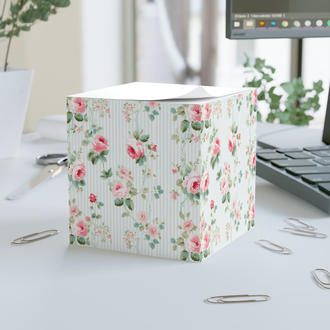 Floral Desk Note Cube, Coworker Gift, Home Office Gift, Secret Santa ...