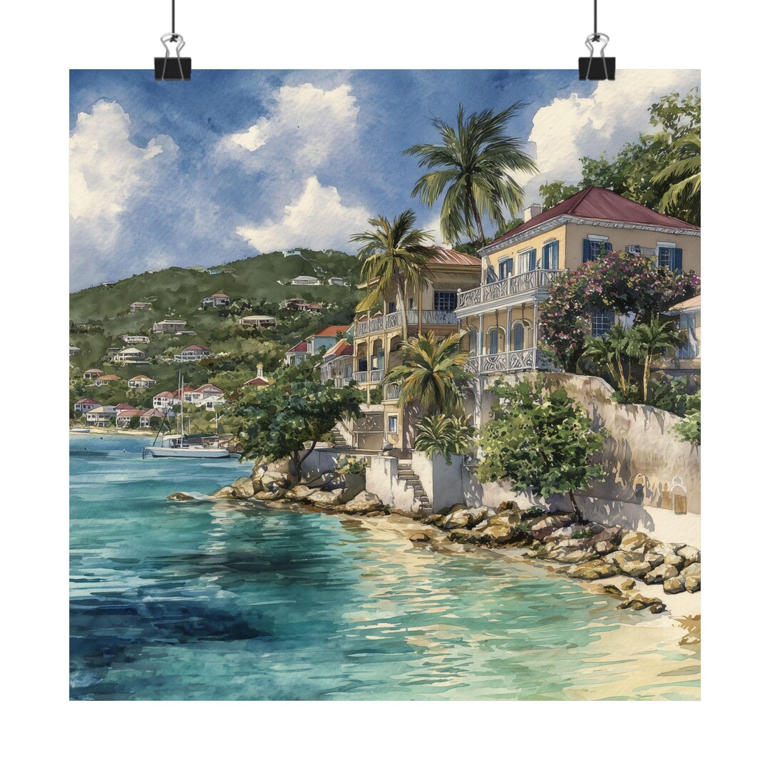 St John USVI Art Print, Cruz Bay, US Virgin Islands Watercolor Painting ...