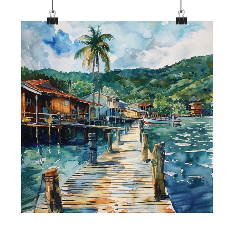 Roatan Painting, Honduras Art Print, Coxen Hole Coastal Artwork ...