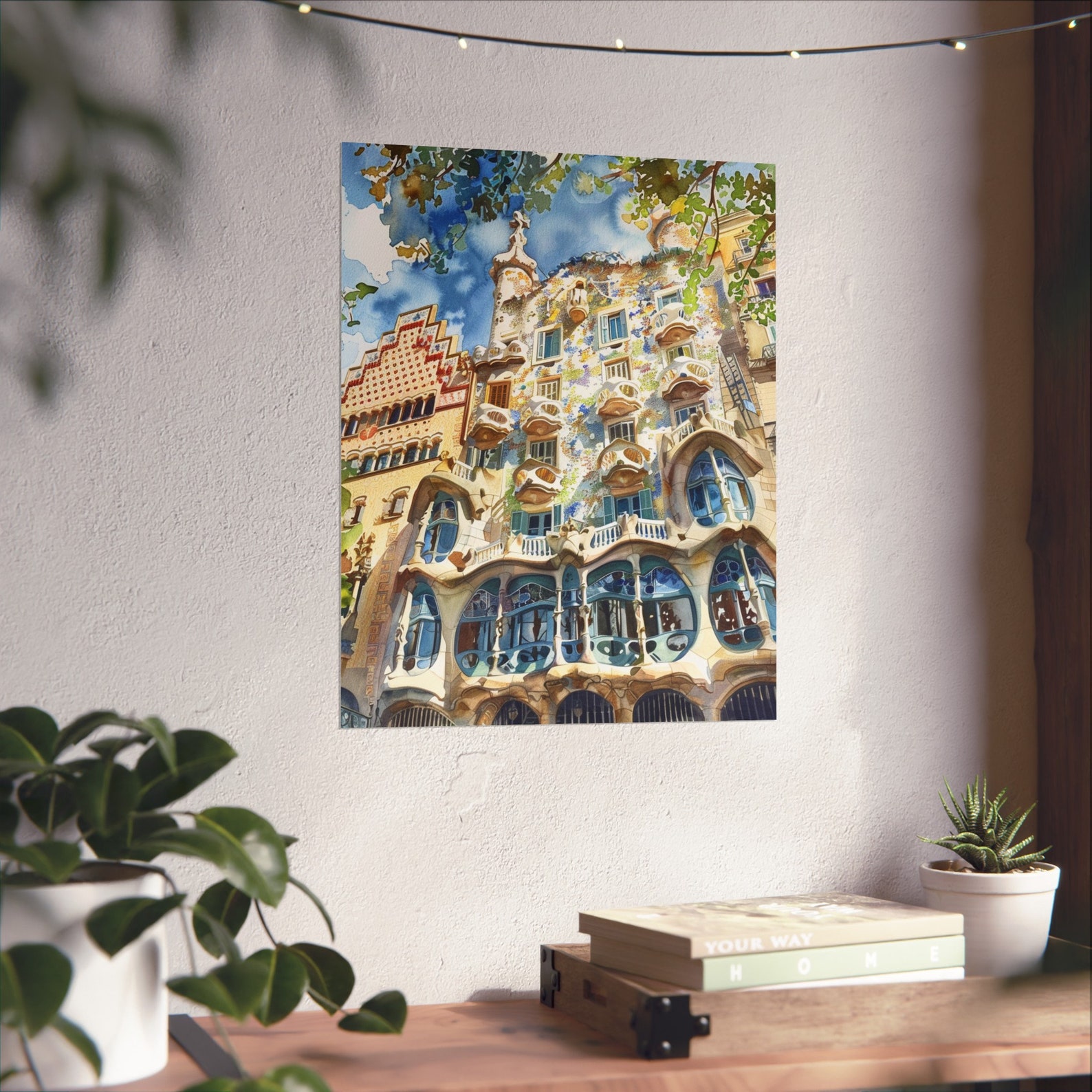 Barcelona Painting Gaudi Architecture Print, Casa Batlló Gaudí House ...