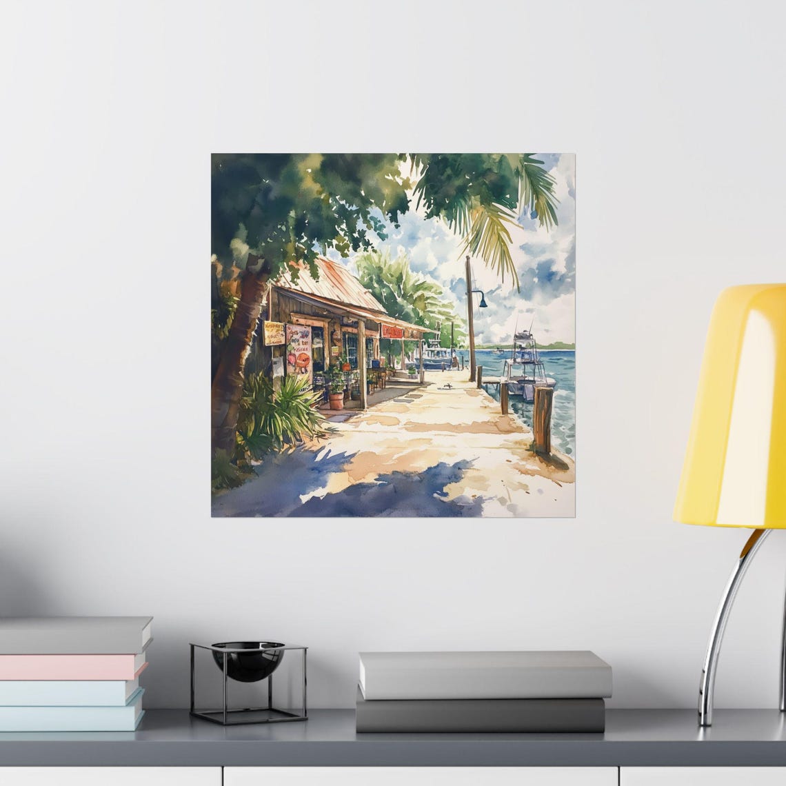 Key Largo Art, Bait Shop Watercolor Painting, Seaside Dock Print ...
